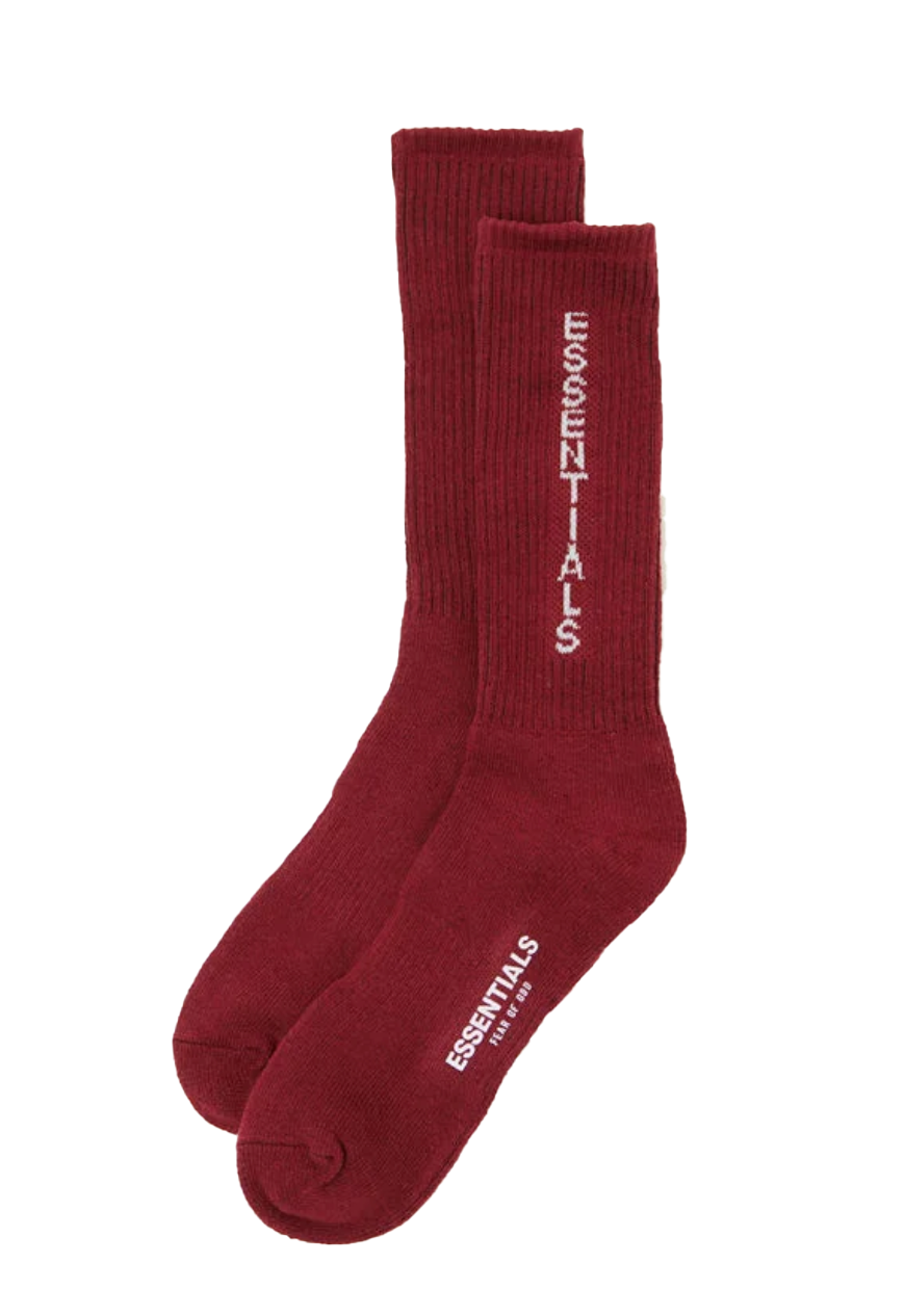 Fear of God ESSENTIALS Graphic Socks Burgundy - Novelship
