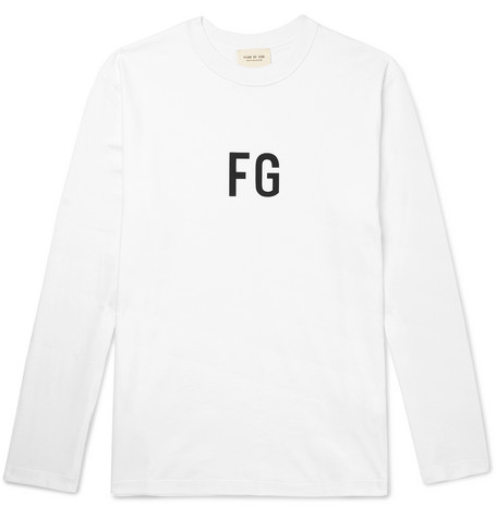 Fear of God Long Sleeve 'Fg' T‑Shirt White/Black - Novelship