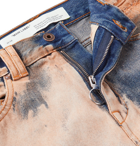 Off‑White Slim fit Side Striped Bleached Denim Jeans Multicolor - Novelship