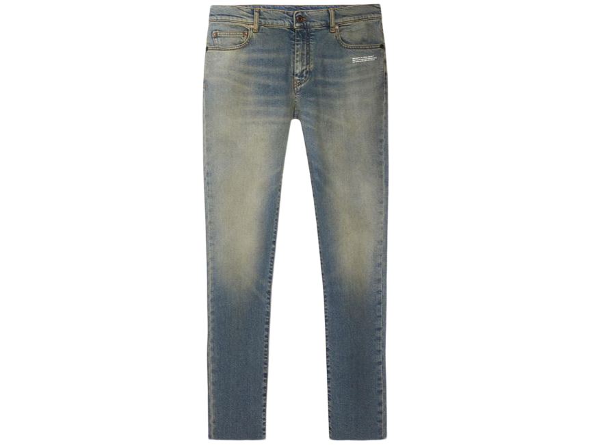 Off‑White Split Slim Fit Denim Jeans Vintage Wash/White ...