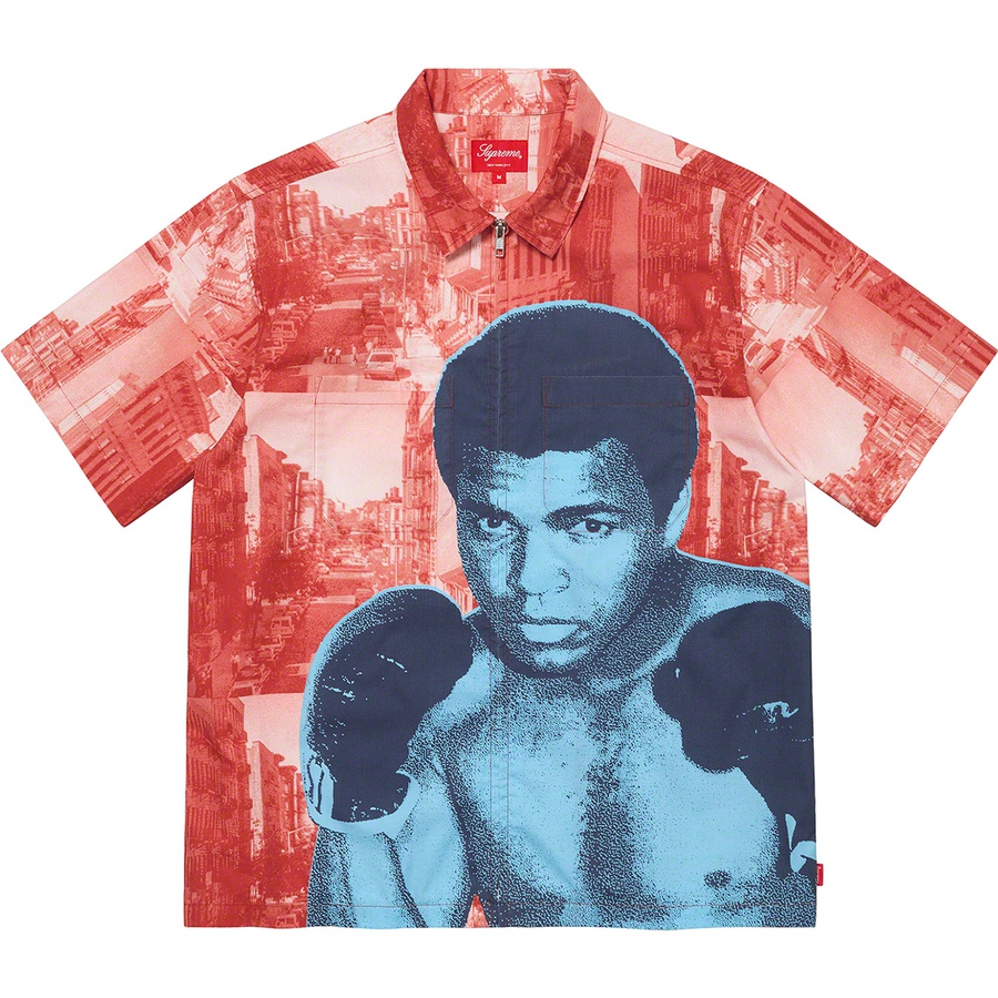Supreme Muhammad Ali Zip Up S/S Shirt Red - Novelship