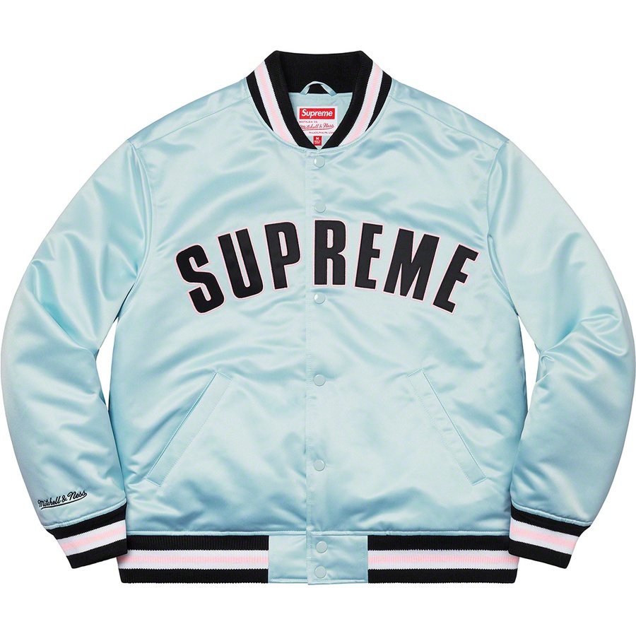 Supreme/Mitchell & Ness Satin Varsity Jacket Light Blue - Novelship