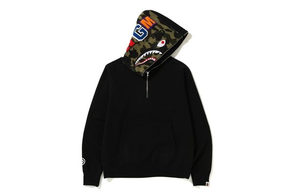 Bape Shark Wide Half Zip Pullover Hoodie Black - Great Gifts Club