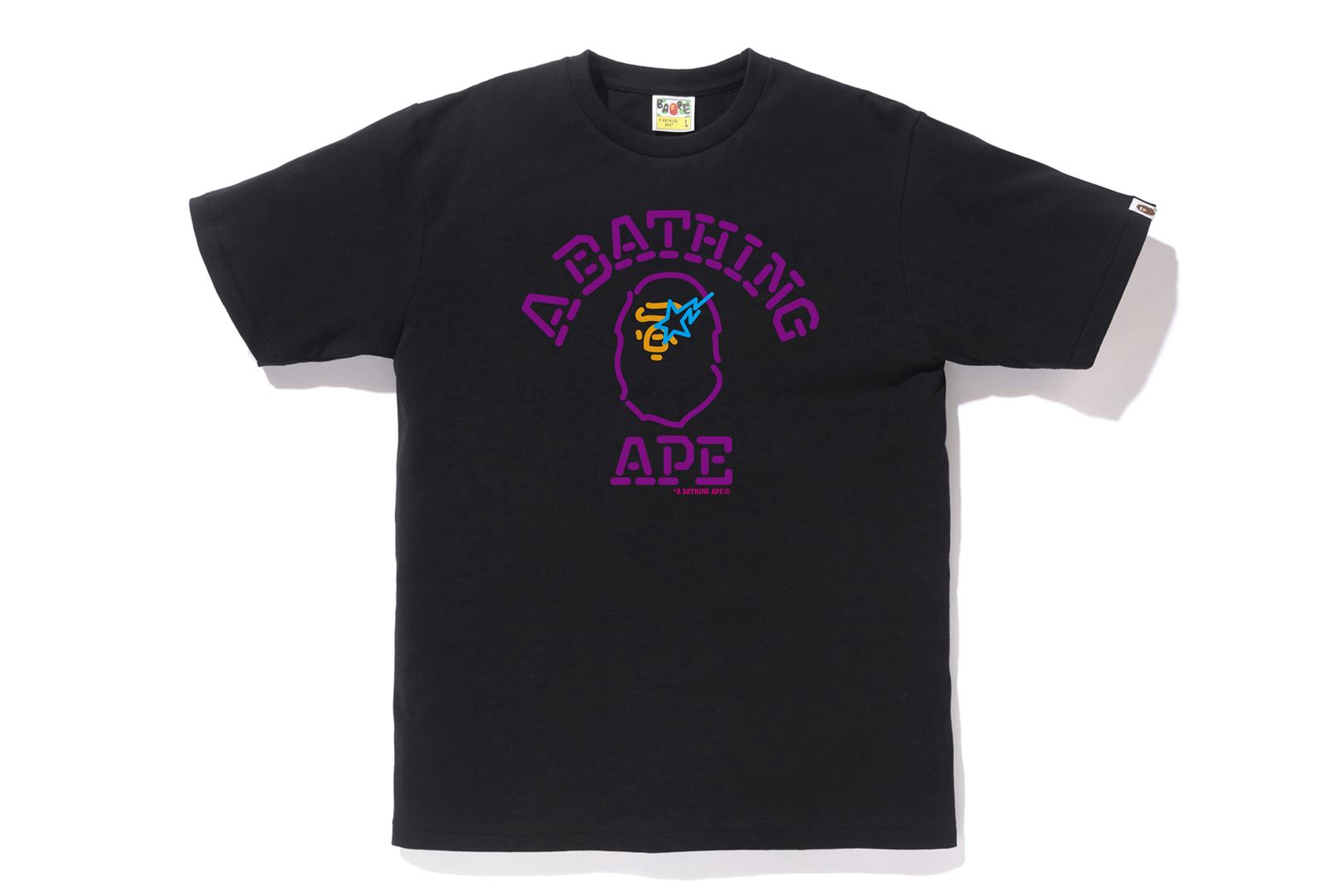 BAPE Neon Sign College Tee Black - Novelship