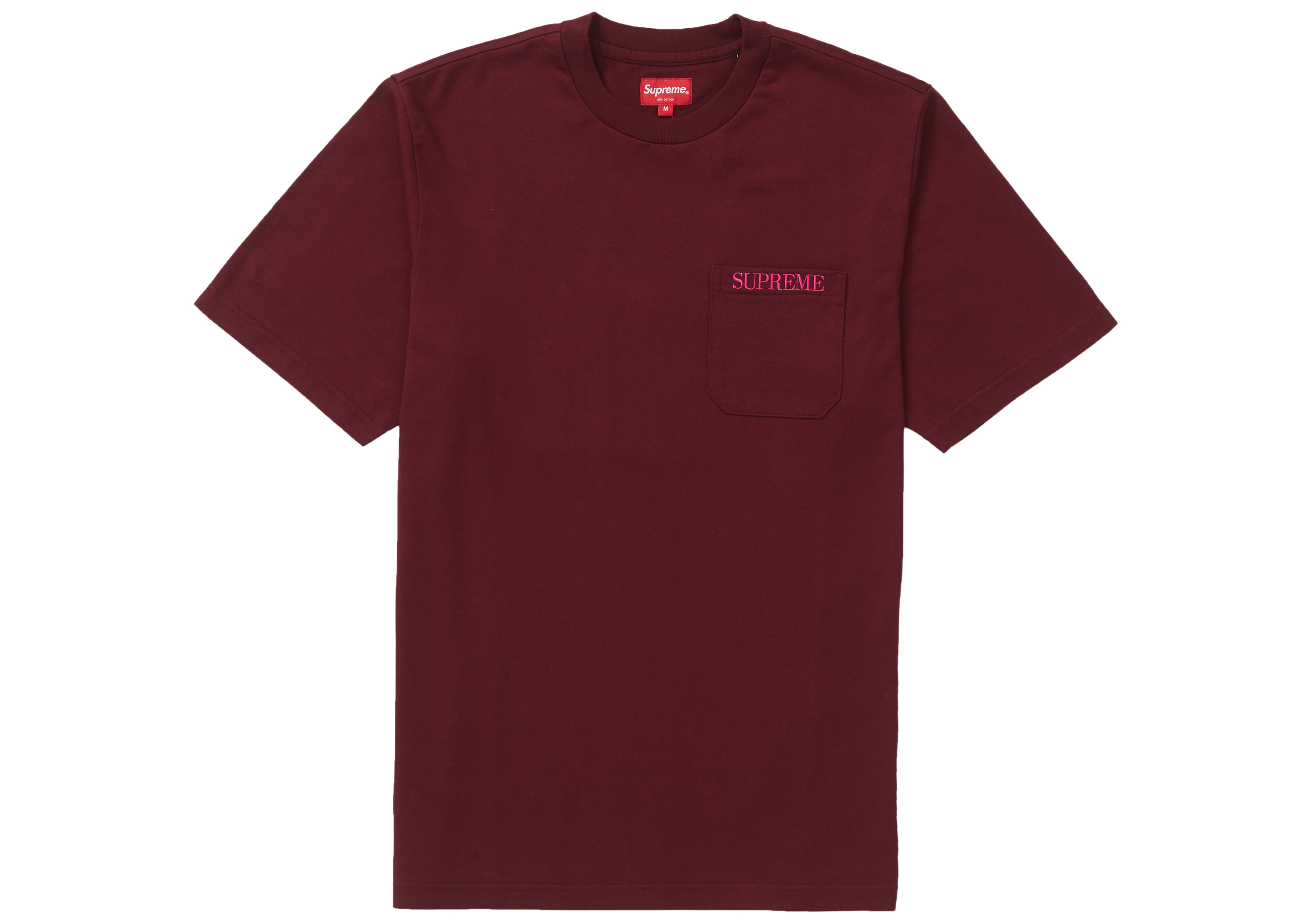 Supreme Embroidered Pocket Tee Burgundy - Novelship