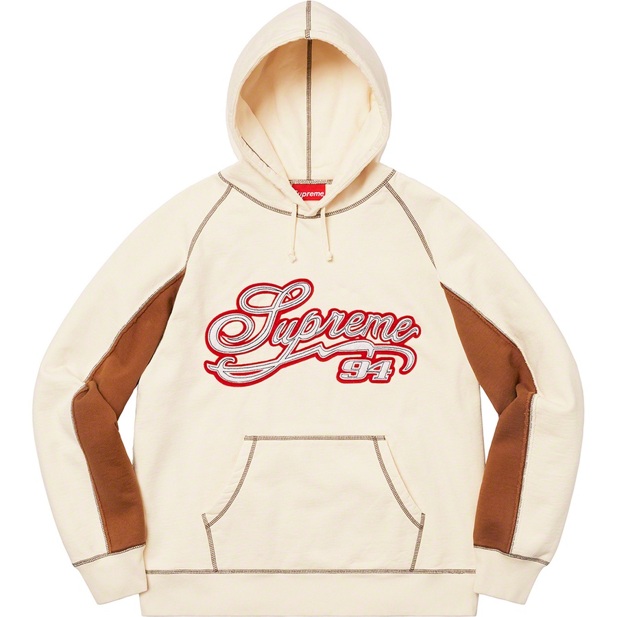 Supreme Paneled Script Hooded Sweatshirt Natural - Novelship