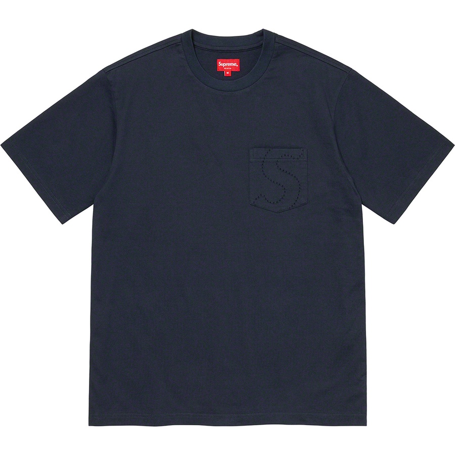 Supreme Laser Cut S Logo Pocket Tee Navy - Novelship