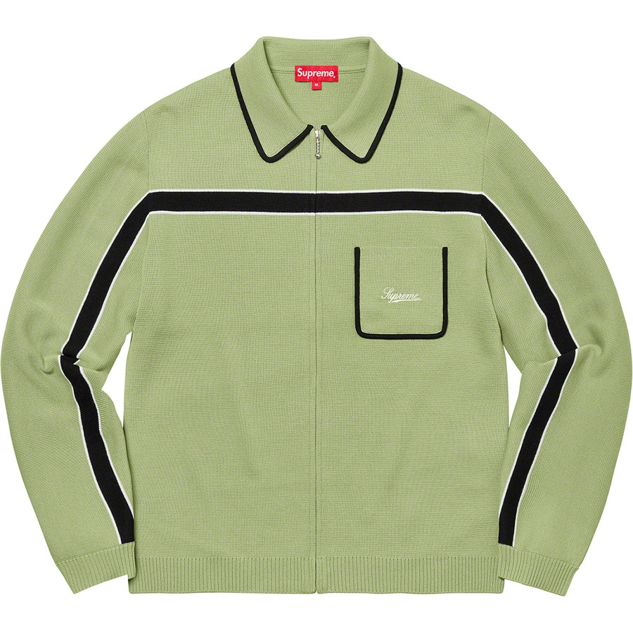 Supreme Chest Stripe Zip Up Cardigan Dusty Green - Novelship