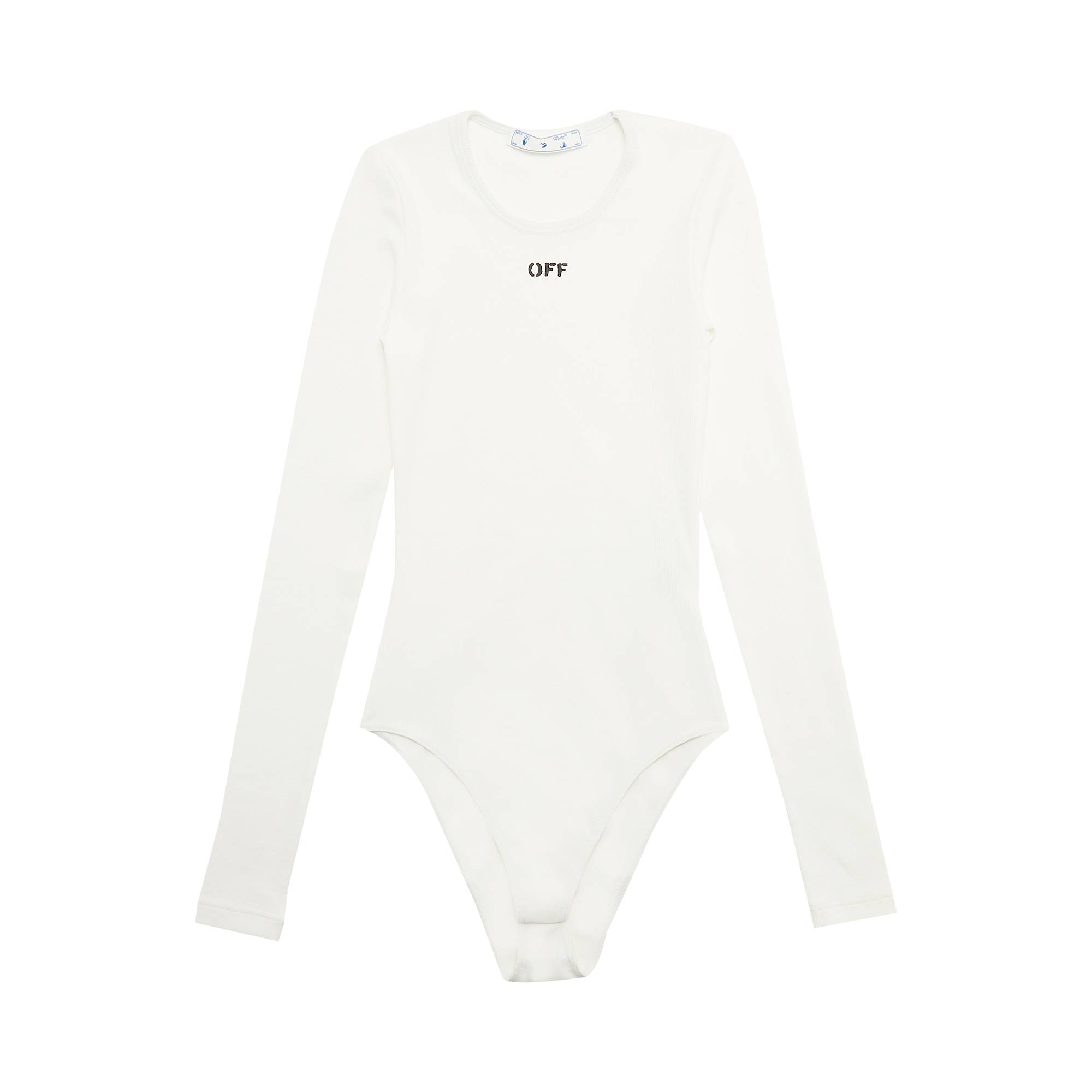 Off‑White Basic Ribbed Long‑Sleeve Body Suit 'White/Black' - OWDD029F21JER0010110 - Novelship