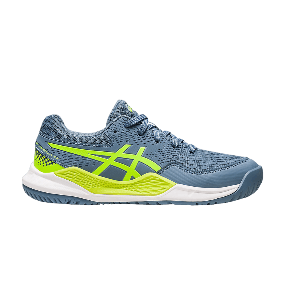 (Grade School) ASICS Gel Resolution 9 'Steel Blue Hazard Green ...