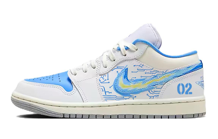 [Custom Shoes] (Women) Air Jordan 1 Low Retro 'Cyberpunk Blueprint ...