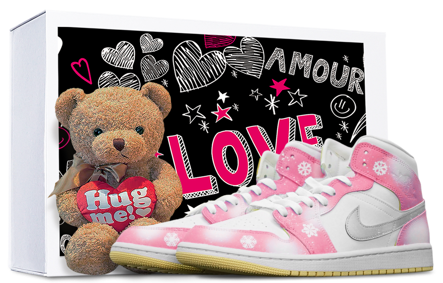 [Custom Shoes] (Women) Air Jordan 1 Mid 'Christmas Snowflake Dopamine ...