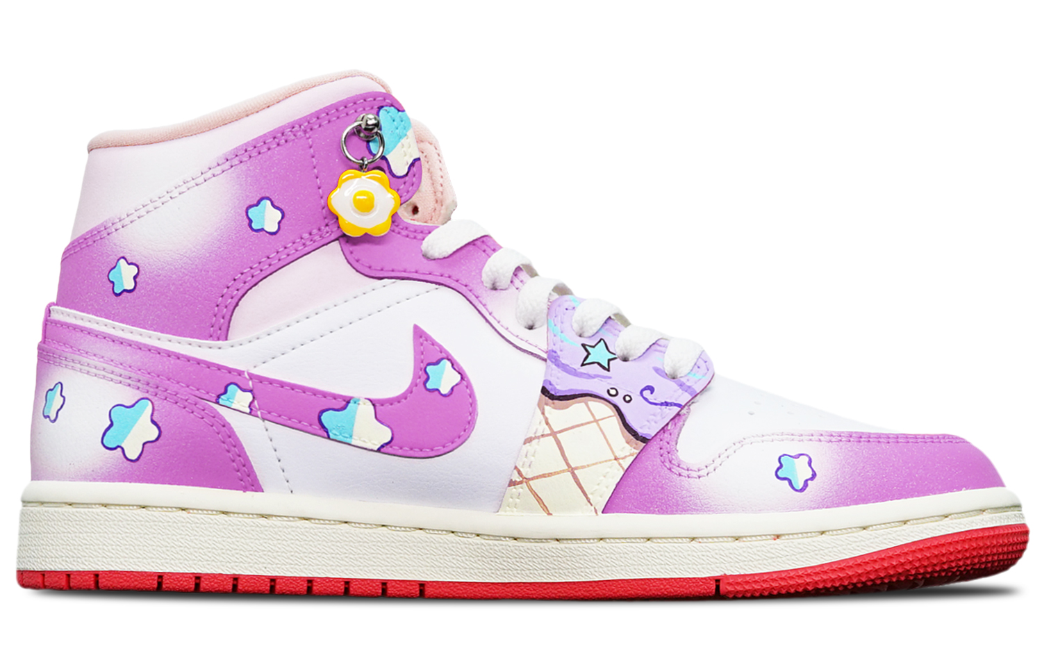 [Custom Shoes] (Women) Air Jordan 1 Mid 'Taro Ice Cream' - Novelship