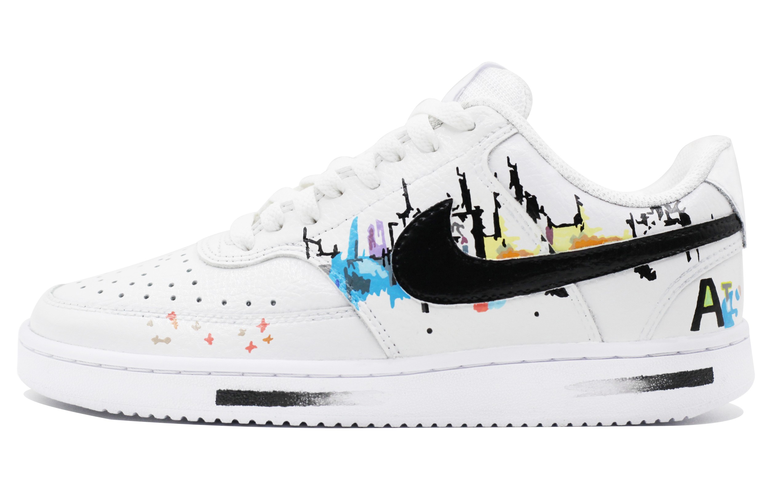 [Custom Shoes] (Women) Nike Court Vision 1 Low 'Cyber Mechanical Black ...