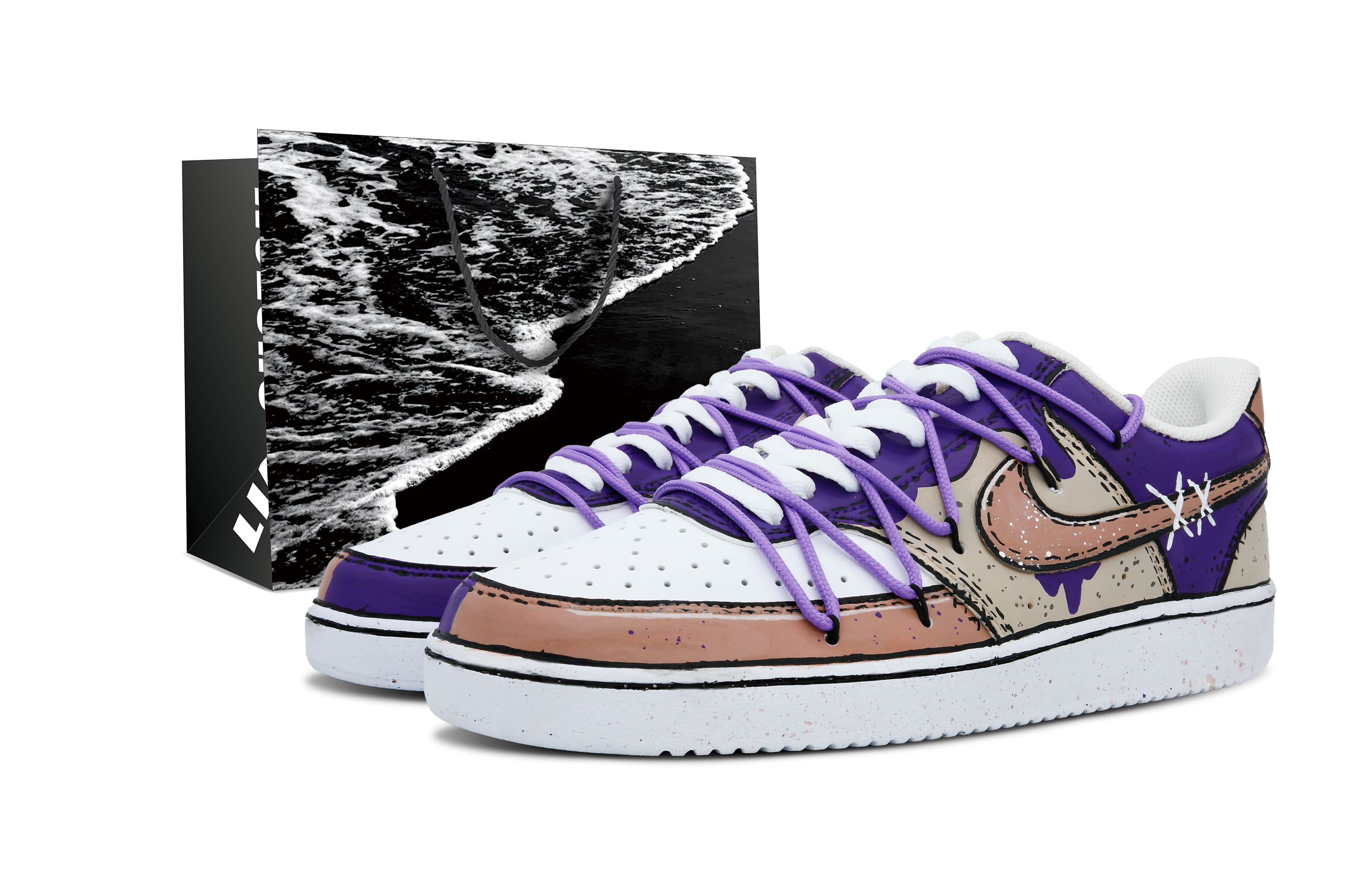 [Custom Shoes] (Women) Nike Court Vision 1 Low 'Joker Purple Brown ...