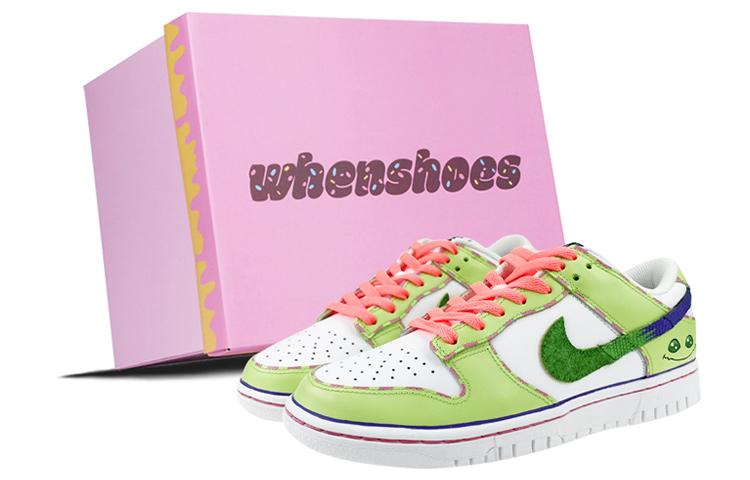 (W) 나이키 덩크 로우 '디지몬 바루몬 애니멀 프린트' DD7099-100(Team叁-女款巴鲁兽绿S-BOX) 구매하기 - 노블쉽
