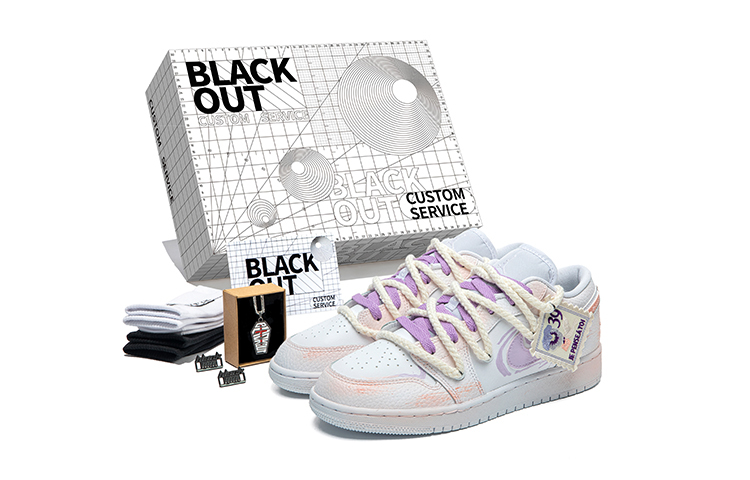 [Custom Shoes] Air Jordan 1 Low 'Purple Gradient Graffiti' - Novelship