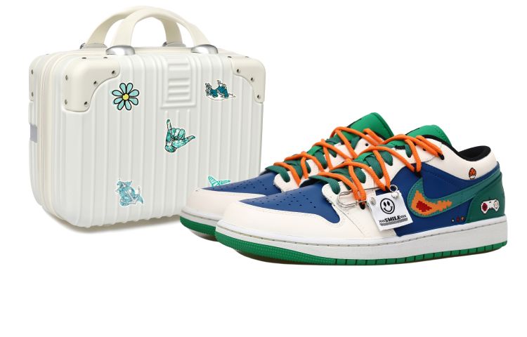 Buy [Custom Shoes] Air Jordan 1 Low 'Retro Game Console Blue Green ...