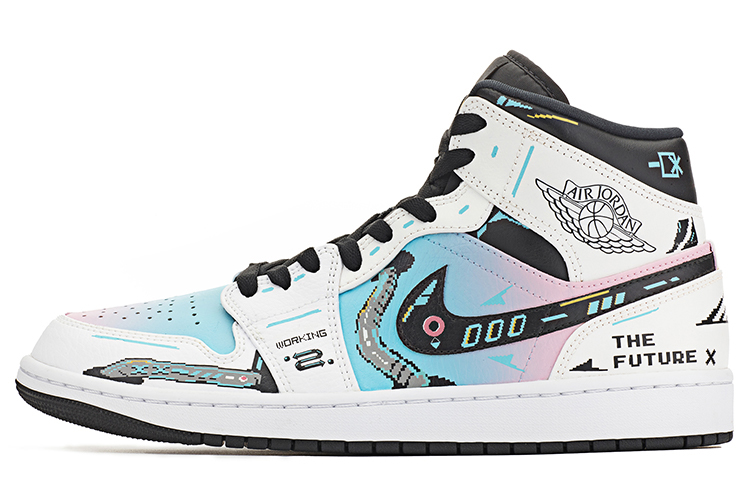[Custom Shoes] Air Jordan 1 Mid 'Cyberpunk Pixel Cotton Candy' - Novelship