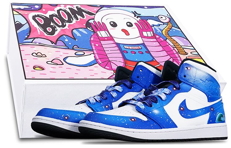 [Custom Shoes] Air Jordan 1 Mid 'Panda Meta Universe Blue-White ...