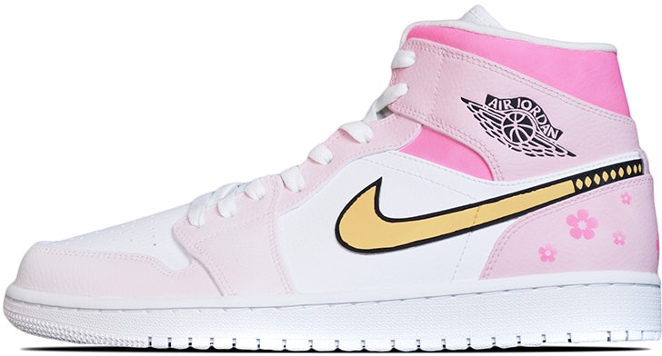 [Custom Shoes] Air Jordan 1 Mid 'Sakura Samurai - Gradient Pink ...