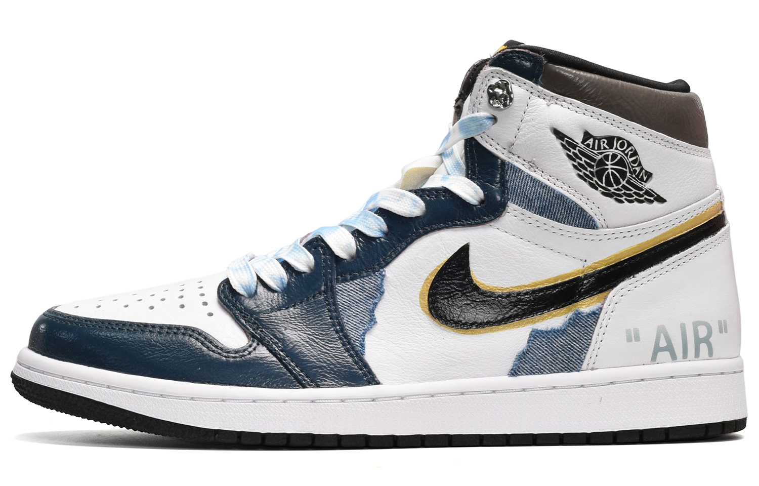 [Custom Shoes] Air Jordan 1 Retro High OG 'Black White Blue' - Novelship