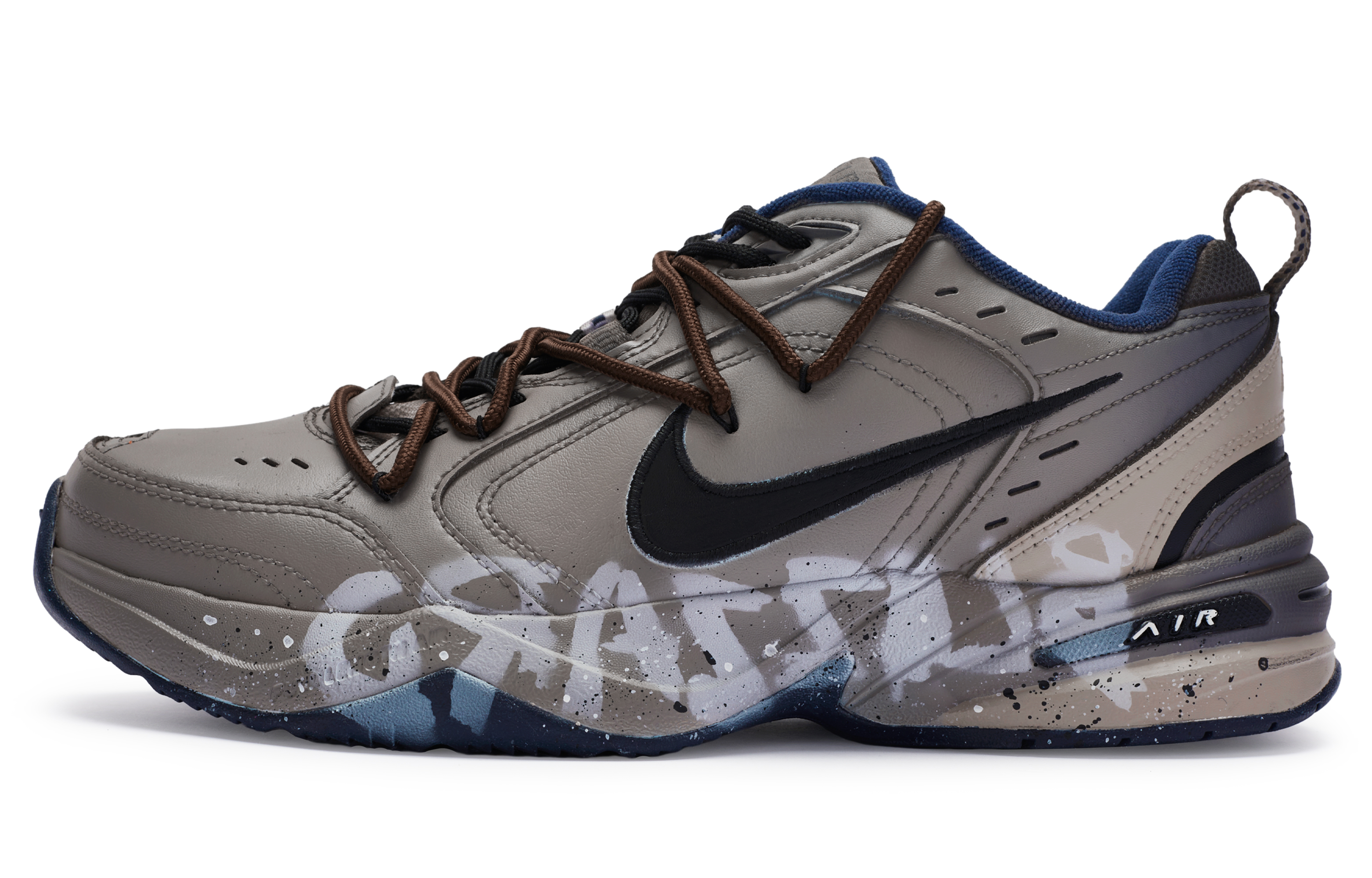 [Custom Shoes] Nike Air Monarch 4 'Tan Black Deconstructed Graffiti ...