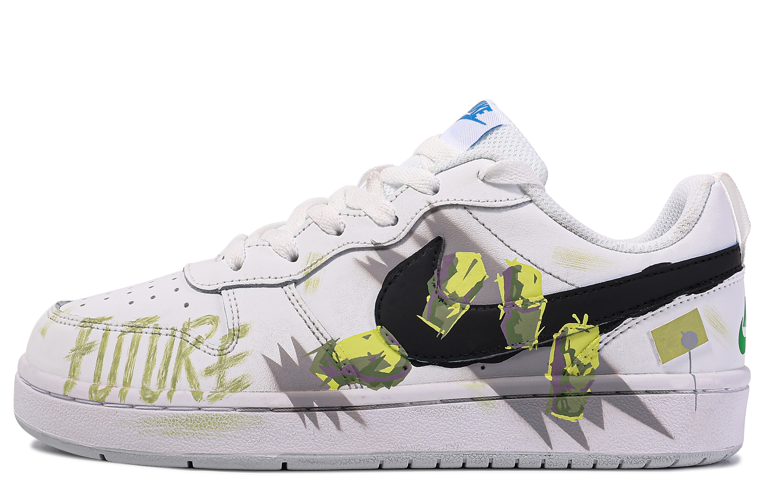 Custom Shoes Nike Court Borough Binary Future Graffiti White Green