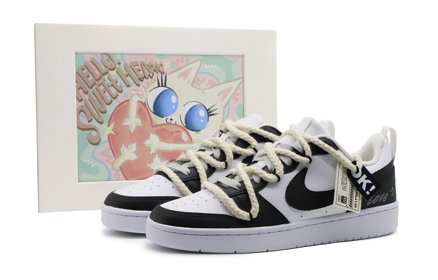 [Custom Shoes] Nike Court Borough Low 'Panda' - Novelship