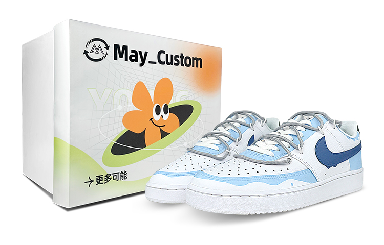 [Custom Shoes] Nike Court Vision 1 Low 'White Blue Graffiti' - Novelship
