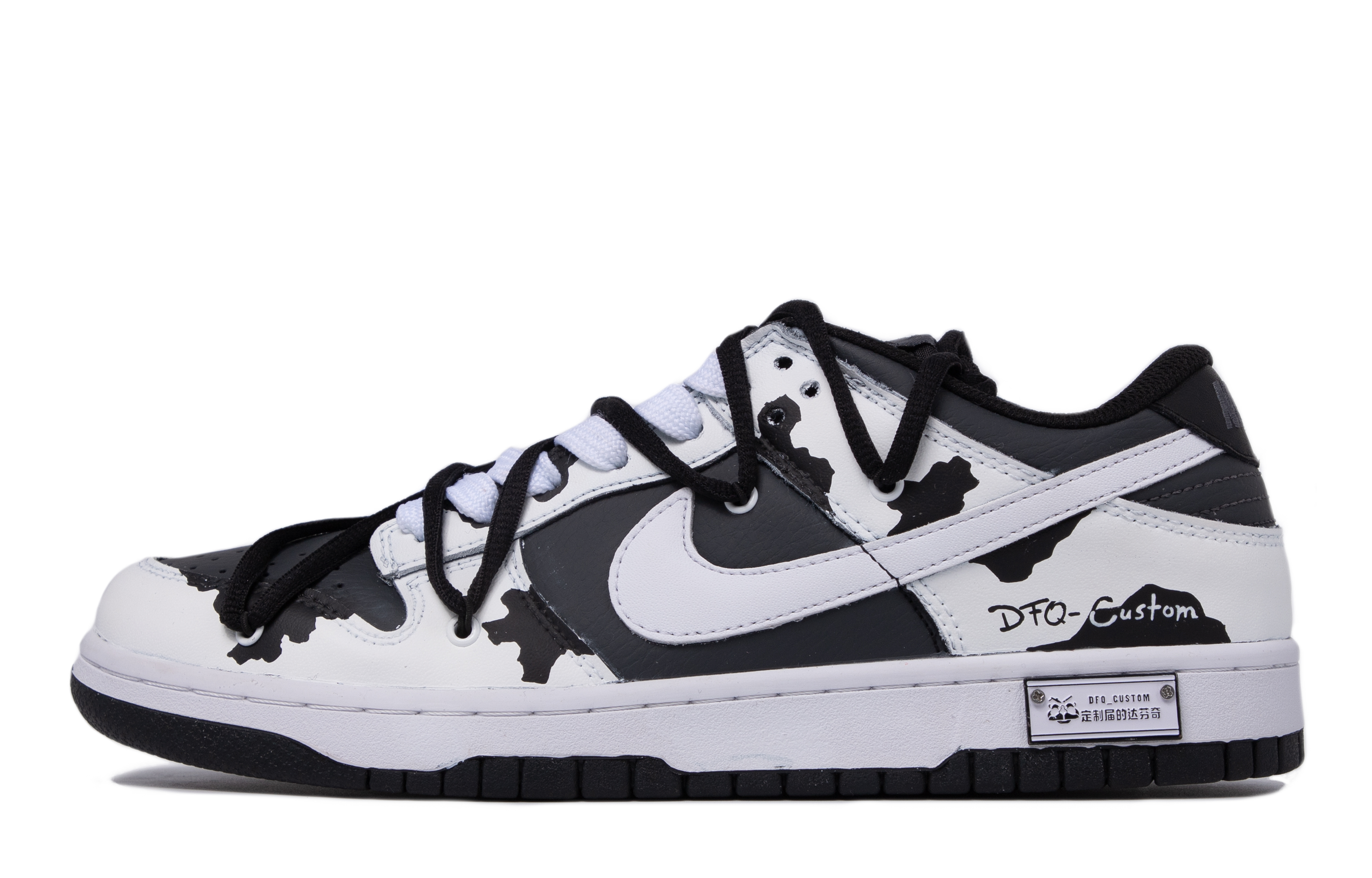 [Custom Shoes] Nike Custom Dunk Low 'Da Vinci Black White Cow Print ...