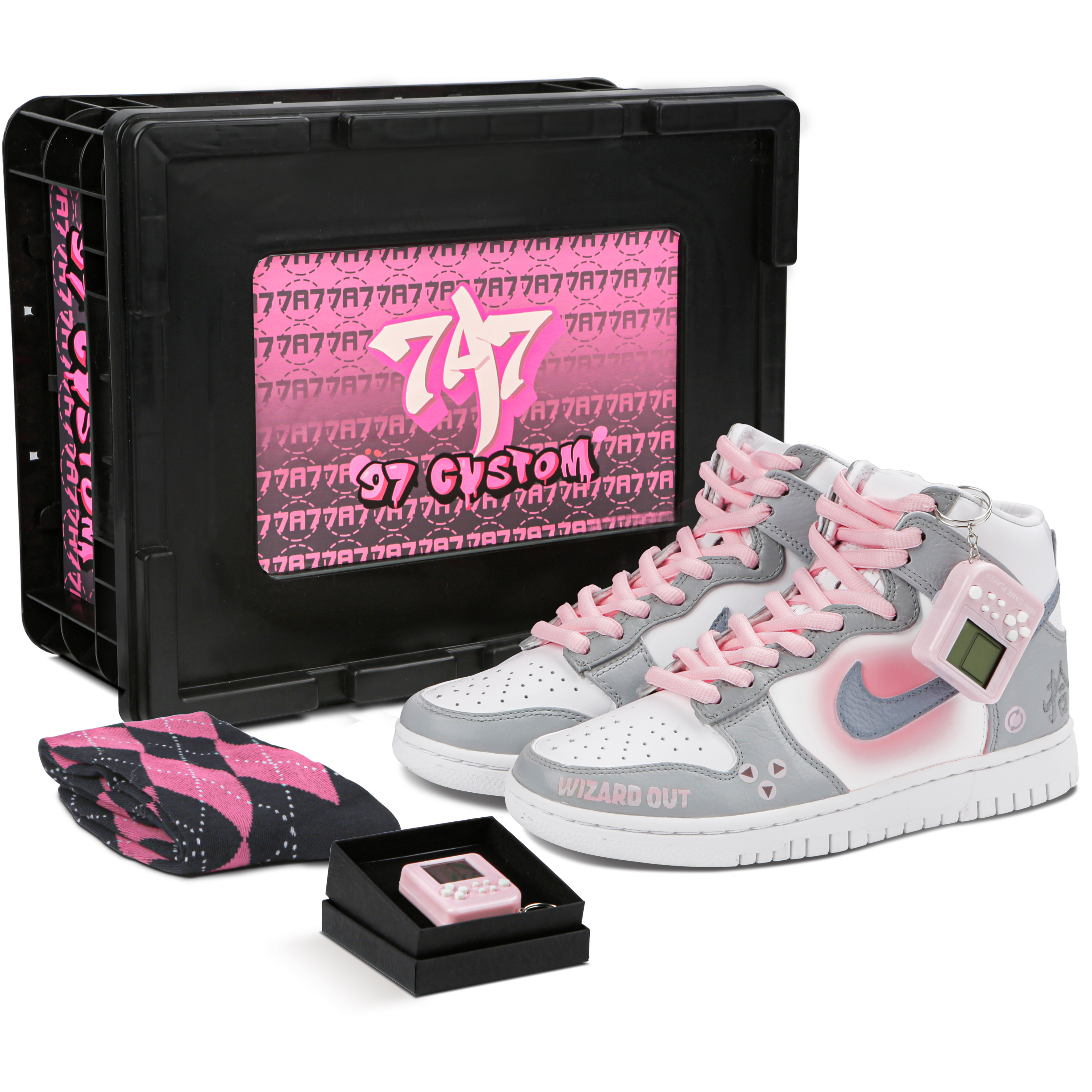 [Custom Shoes] Nike Dunk High Retro 'Cyber Neon Player' - Novelship