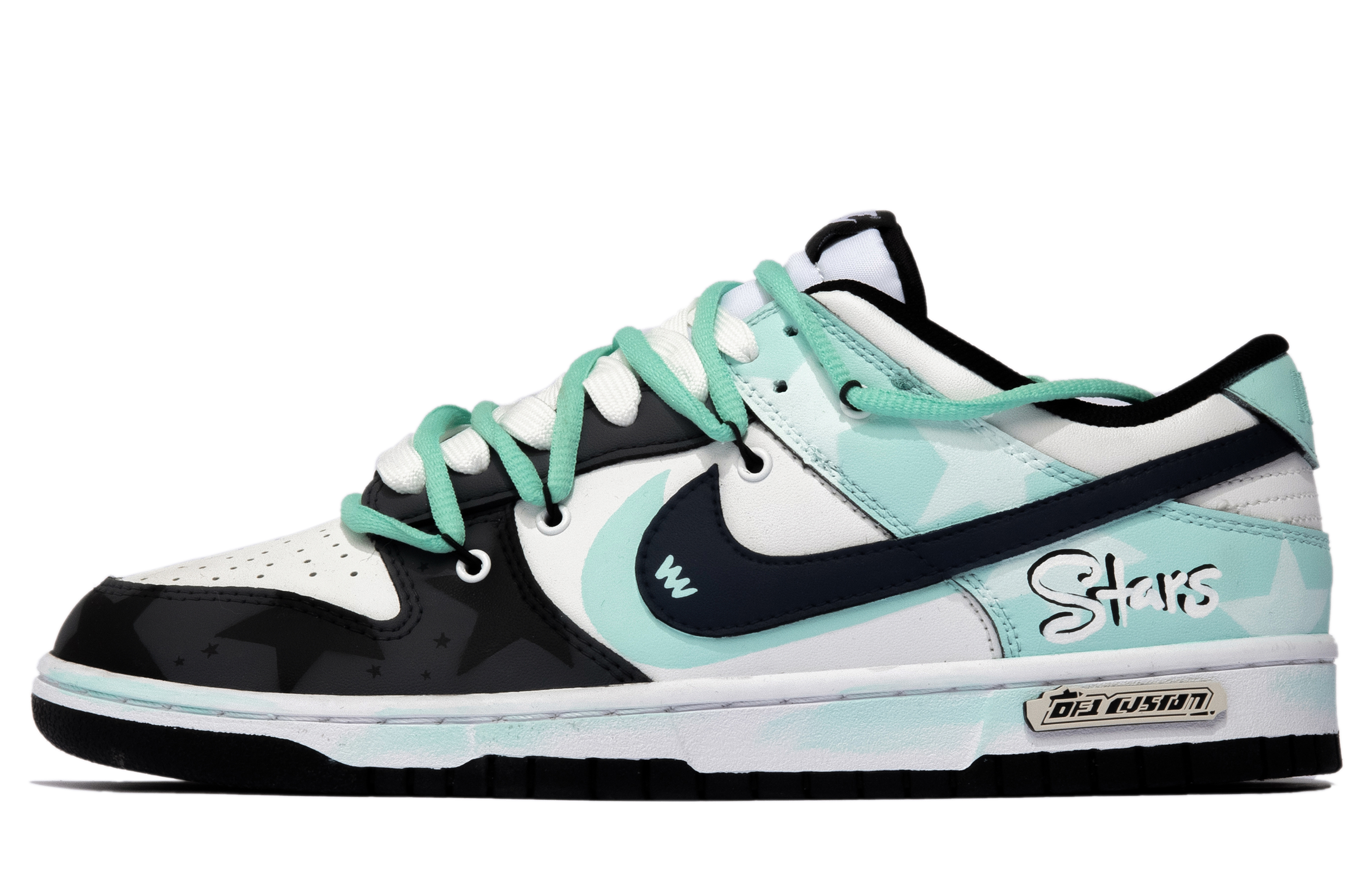 [Custom Shoes] Nike Dunk Low 'Black Mint Star' - Novelship