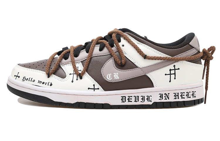[Custom Shoes] Nike Dunk Low 'Brown White Deconstructed Gothic Cross ...