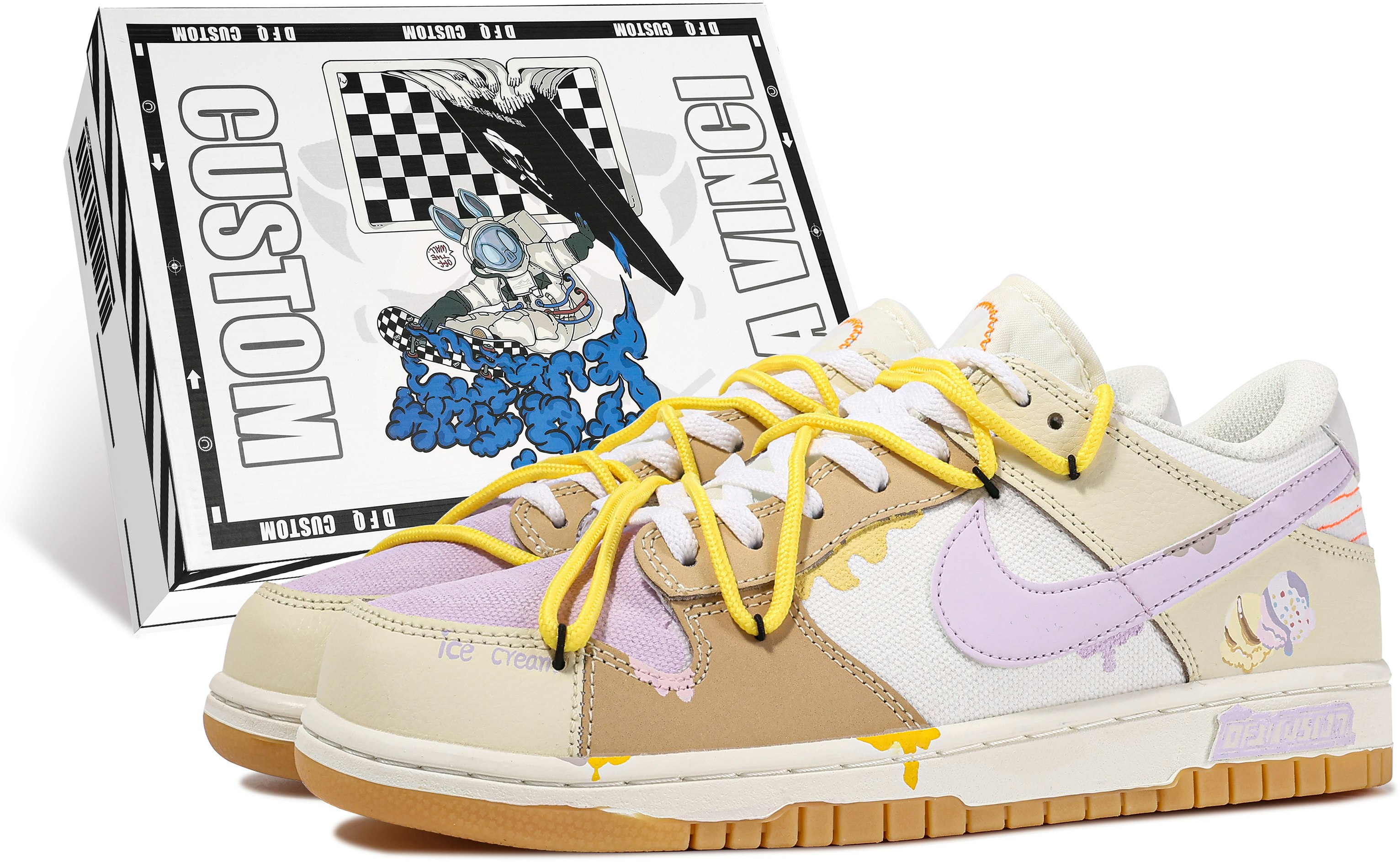 [Custom Shoes] Nike Dunk Low 'Da Vinci Cheesy Taro' - Novelship