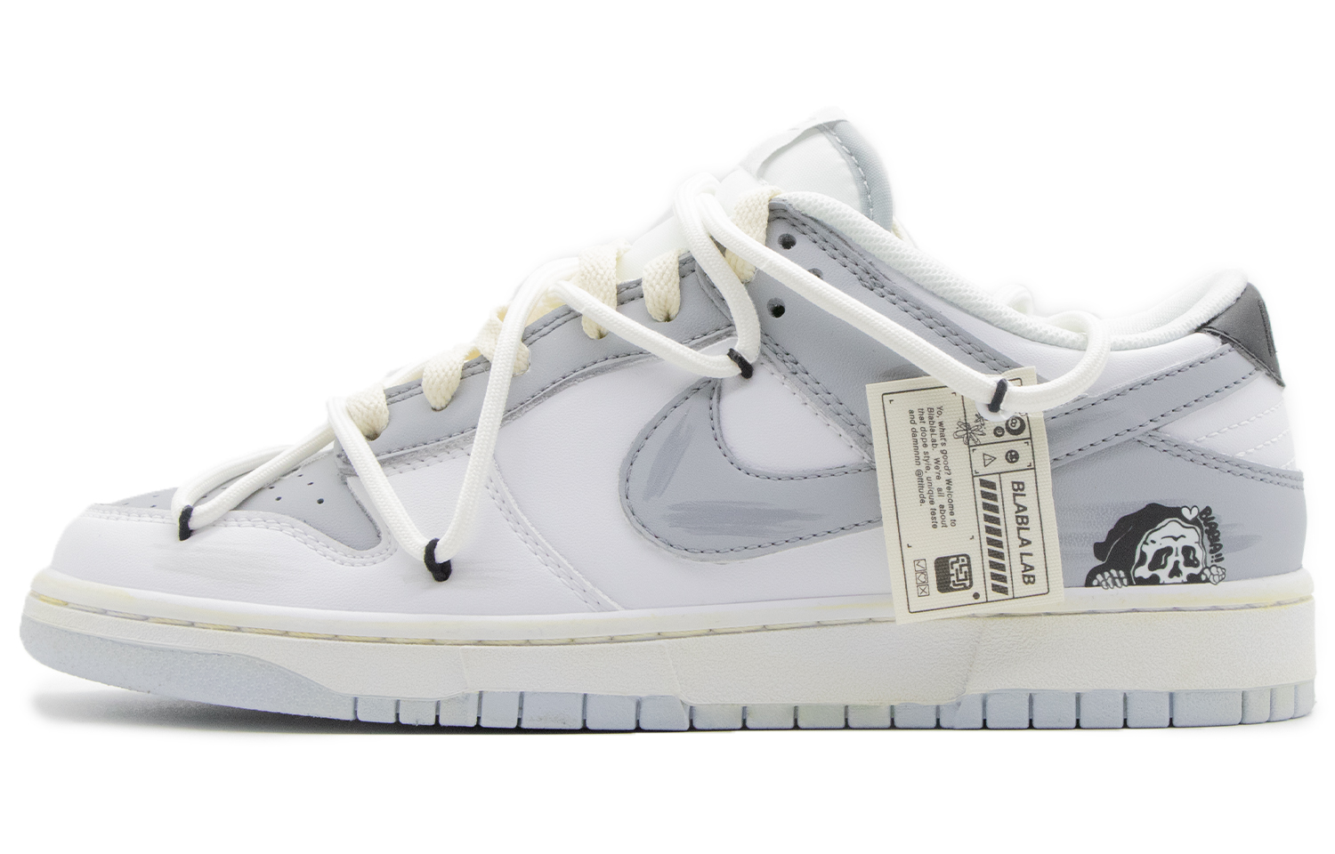 [Custom Shoes] Nike Dunk Low 'Distressed Grey-White' - Novelship