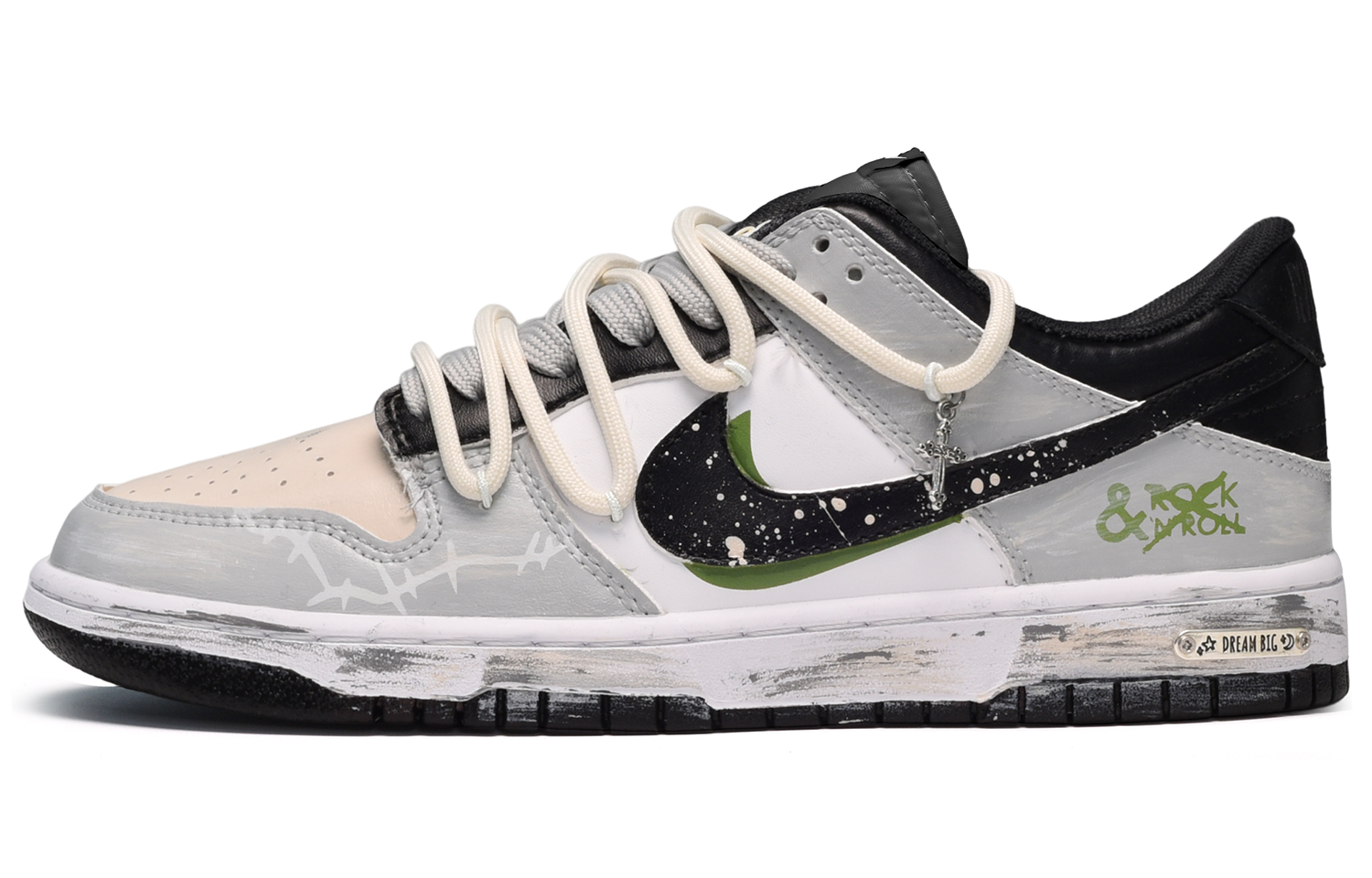 [Custom Shoes] Nike Dunk Low 'Graffiti Cross Black White Grey' - Novelship
