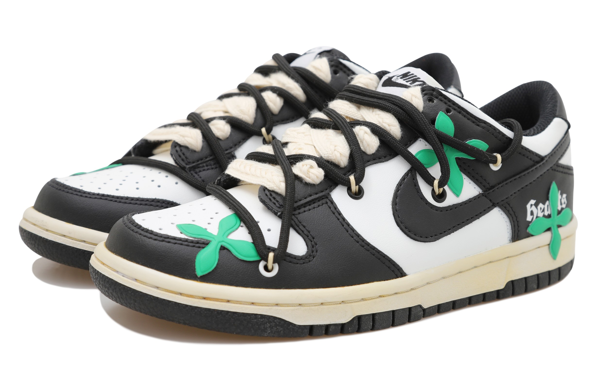 Buy [Custom Shoes] Nike Dunk Low 'Green Cross Star Vintage Black White ...