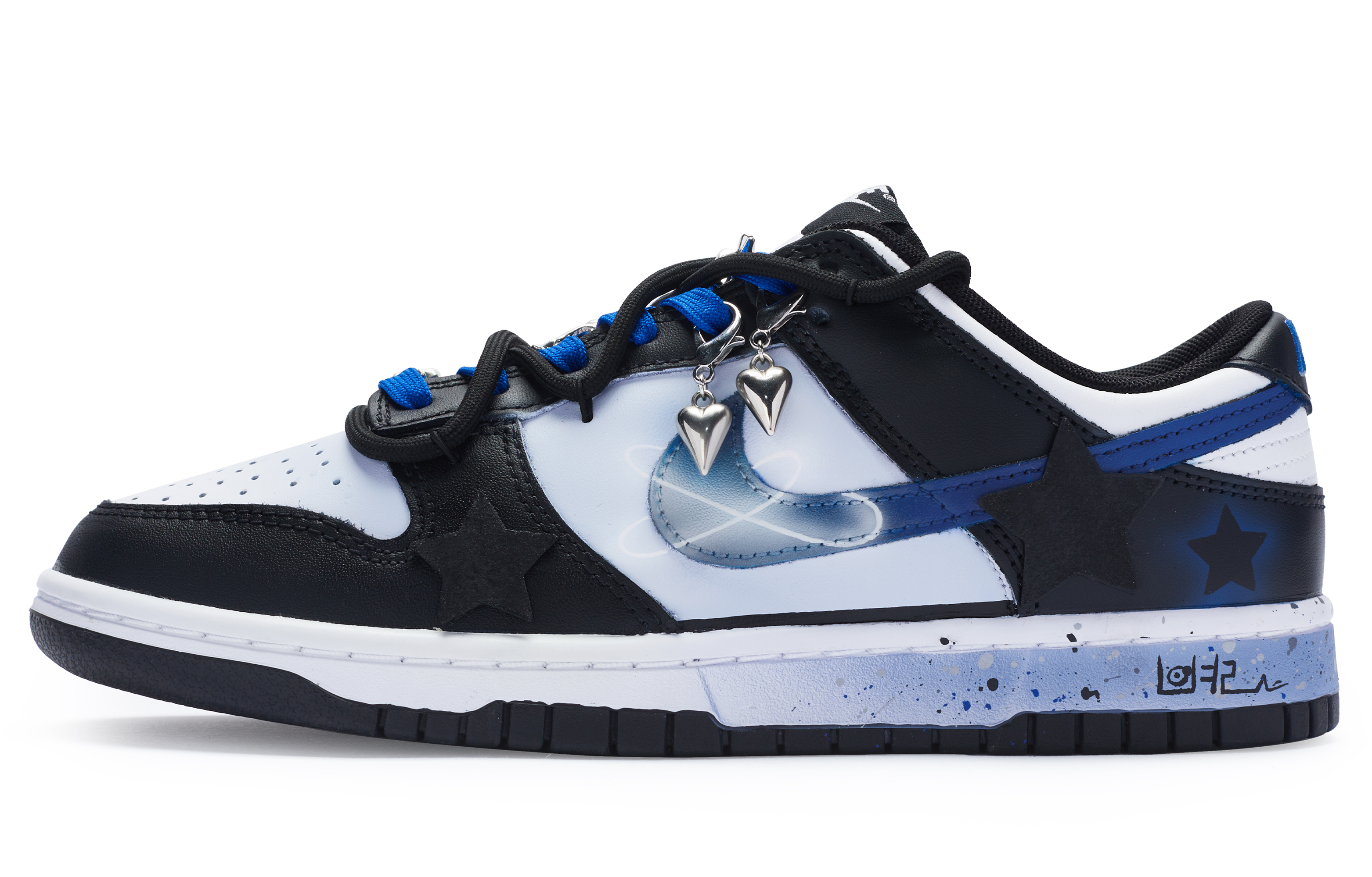 [Custom Shoes] Nike Dunk Low 'Ink Splatter Blue Black White' - Novelship