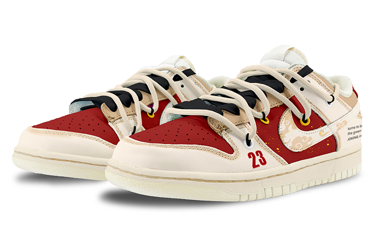 [Custom Shoes] Nike Dunk Low 'Off-White Beige and Red' - Novelship