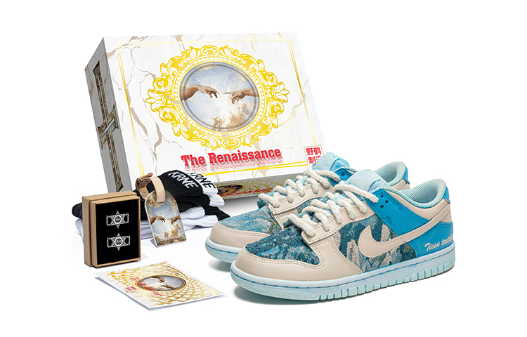Buy [Custom Shoes] Nike Dunk Low 'Oil Painting Canvas - White Blue ...