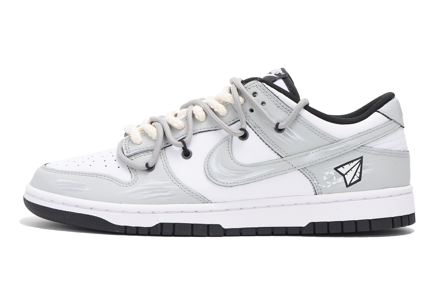 [Custom Shoes] Nike Dunk Low 'Paper Airplane Distressed Grey' - Novelship
