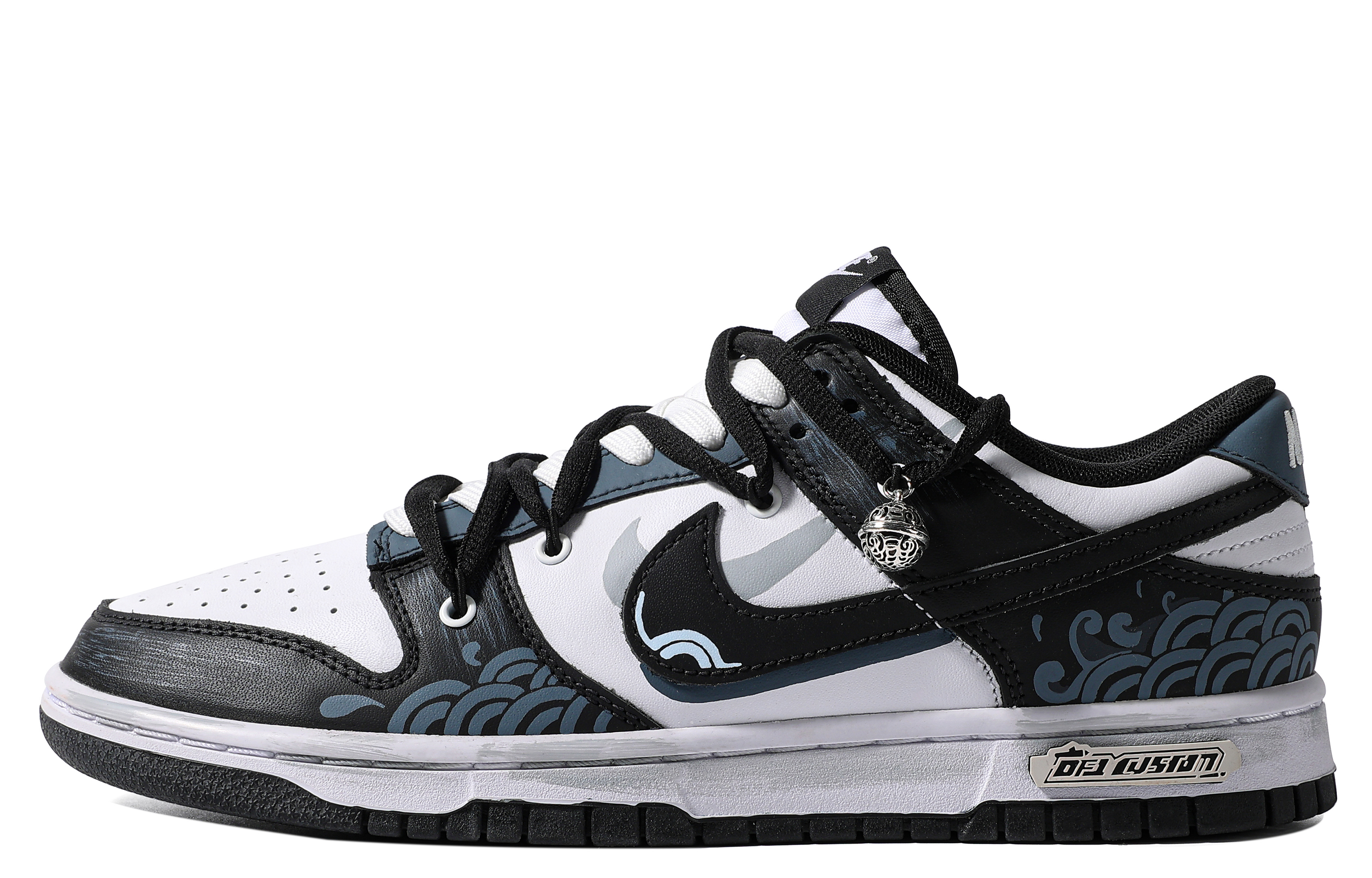 [Custom Shoes] Nike Dunk Low 'Sea Waves Blue Black' - Novelship