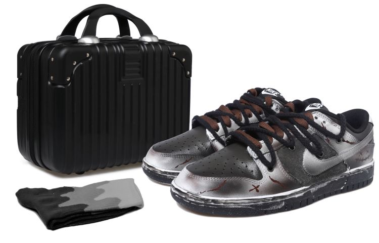 [Custom Shoes] Nike Dunk Low 'Smiley Face Black White' - Novelship