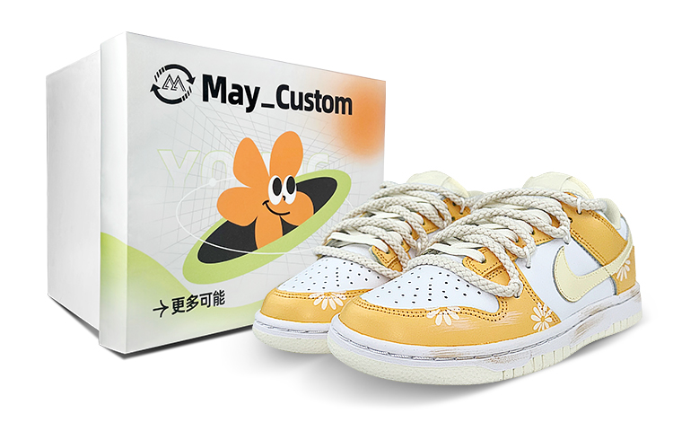 [Custom Shoes] Nike Dunk Low 'White Yellow Graffiti' - Novelship