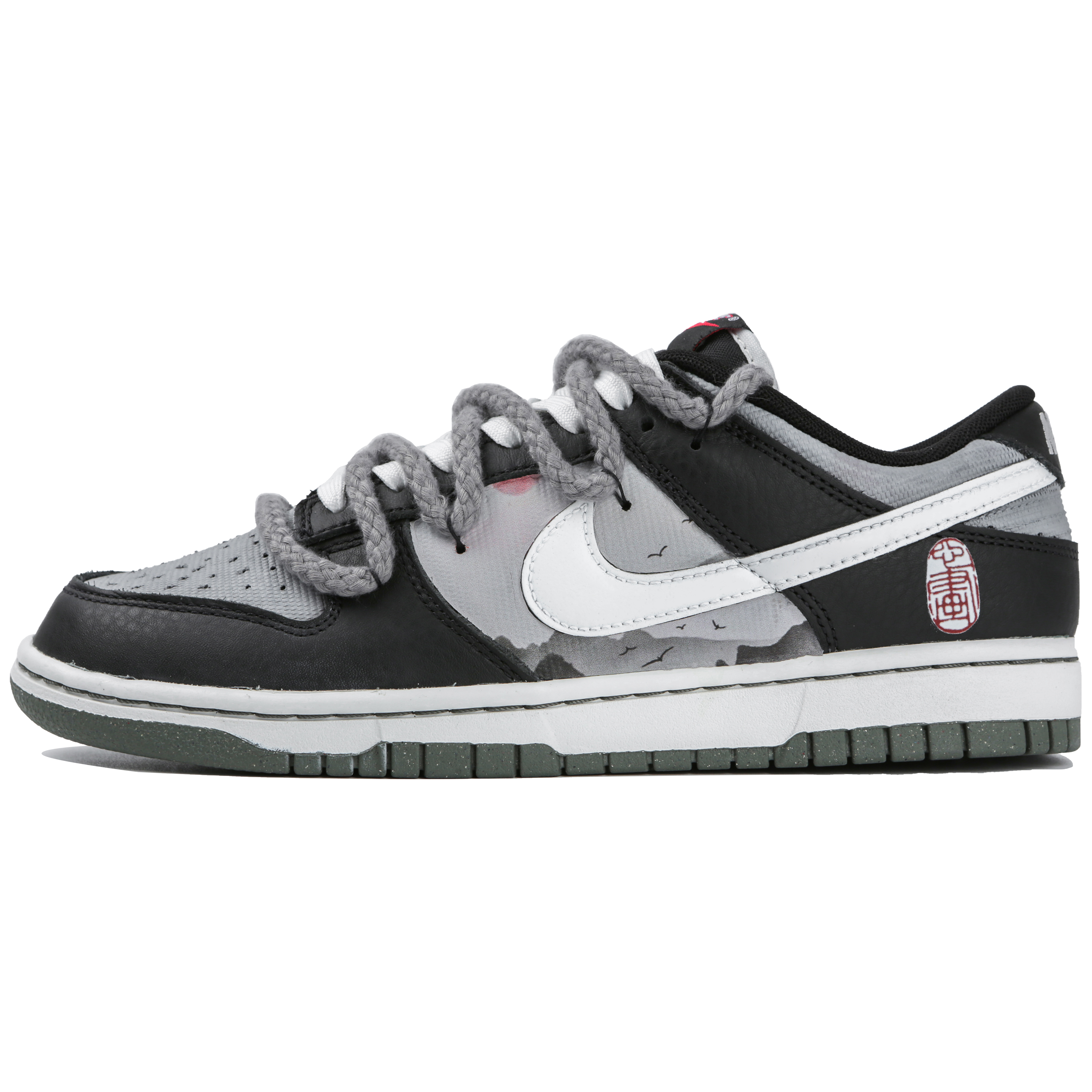 Buy [Custom Shoes] Nike Dunk Low Retro PRM 'Black Grey Chinese Scenery ...