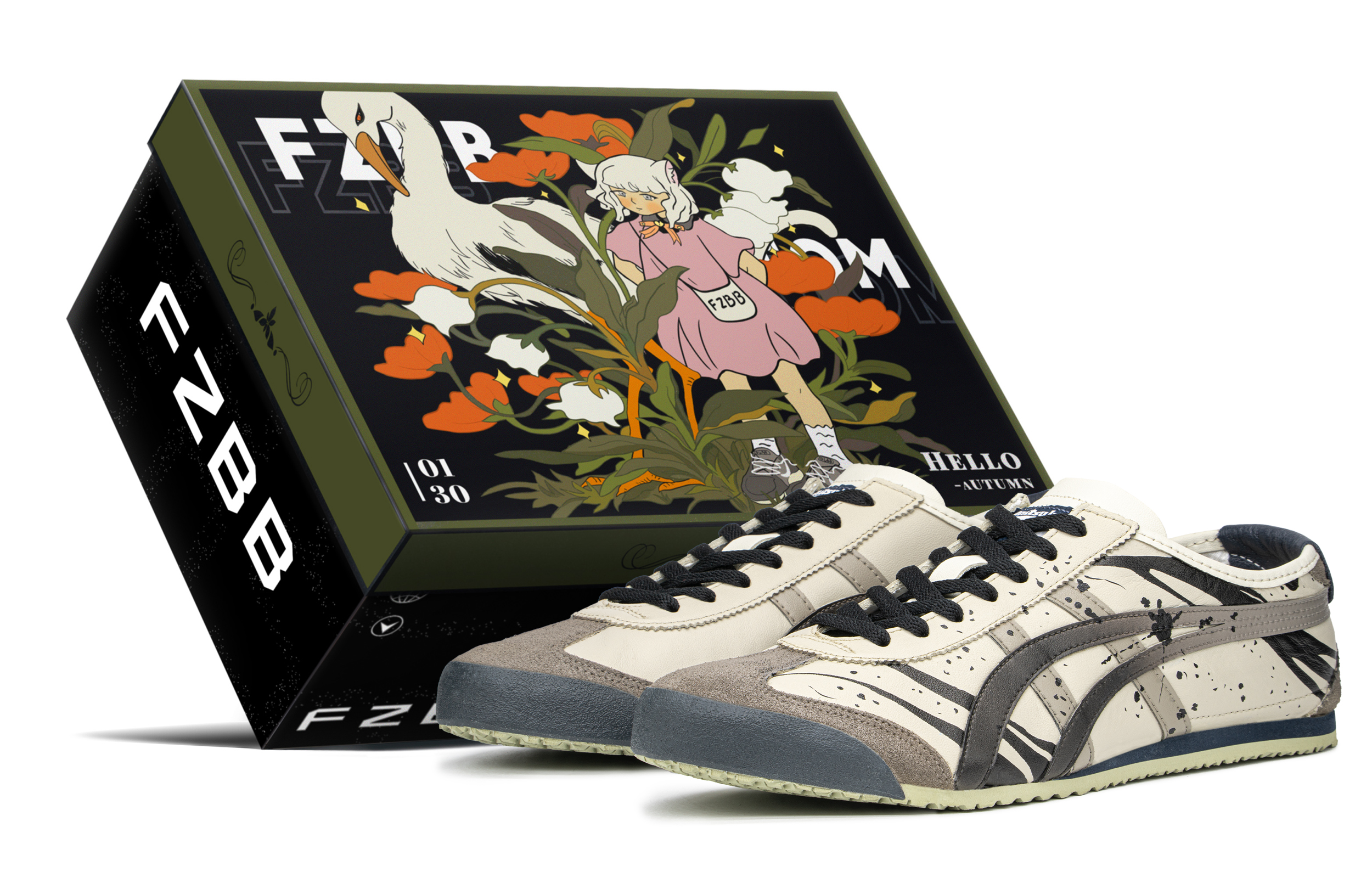 [Custom Shoes] Onitsuka Tiger Mexico 66 'Ink Stain' - Novelship