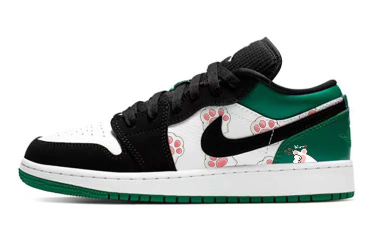 (Women) Air Jordan 1 Low 'Cute Pet Pink Paw Black Green Toe' 553560-113 ...