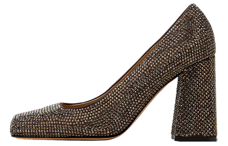 (Women) Bottega Veneta High Heel 'Coffee Crystal Embellished ...