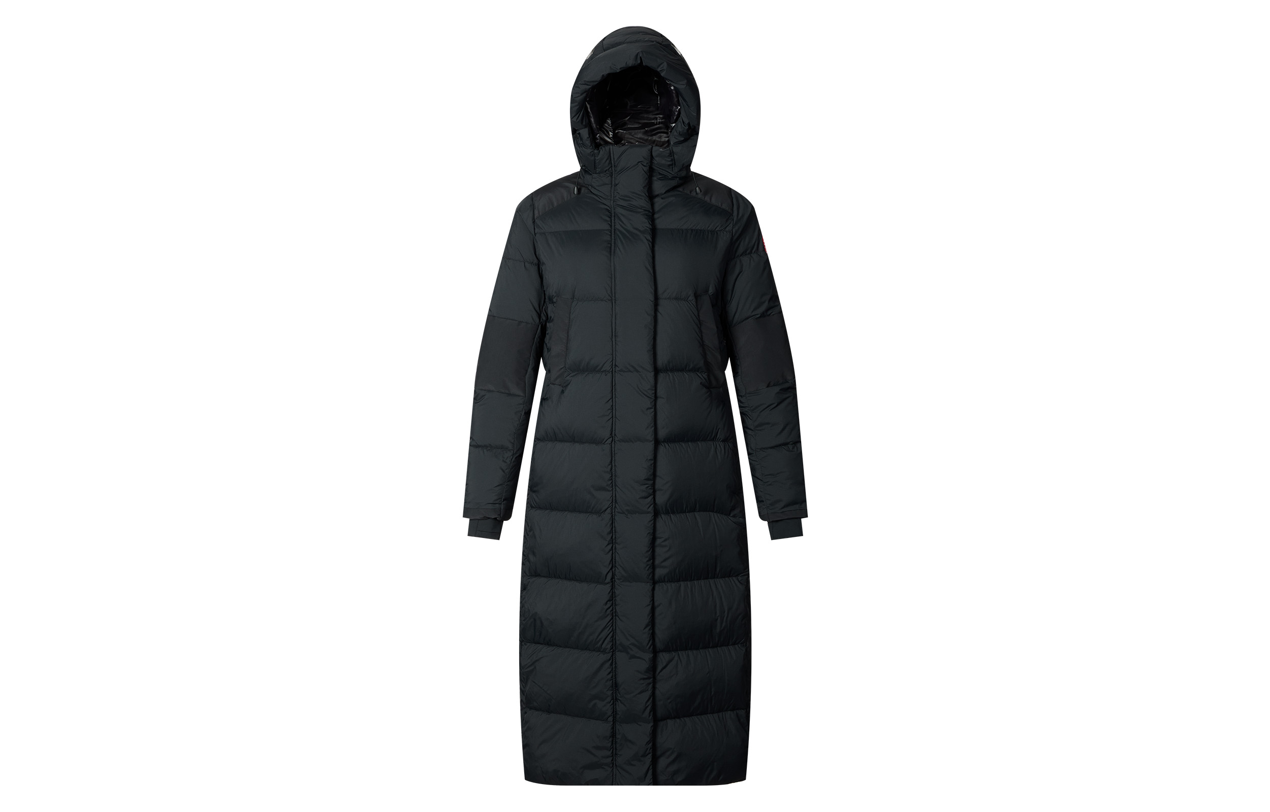 Buy (Women) Canada Goose Alliston Long Parka Red Logo Jacket Black ...